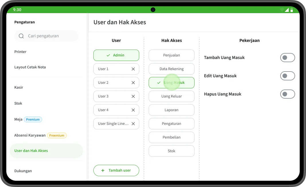 User dan Hak Akses - Nutapos