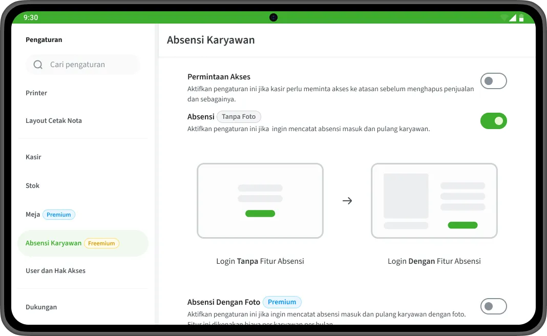 Pengaturan Absensi Karyawan (Freemium) - Nutapos