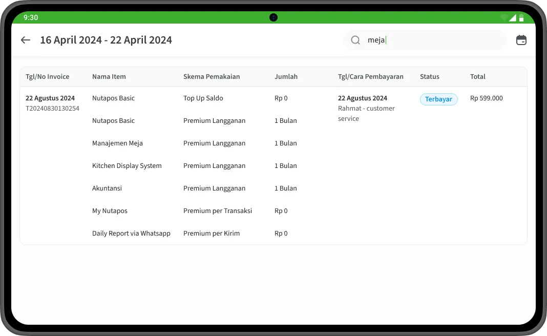 Riwayat Aktivasi - Nutapos